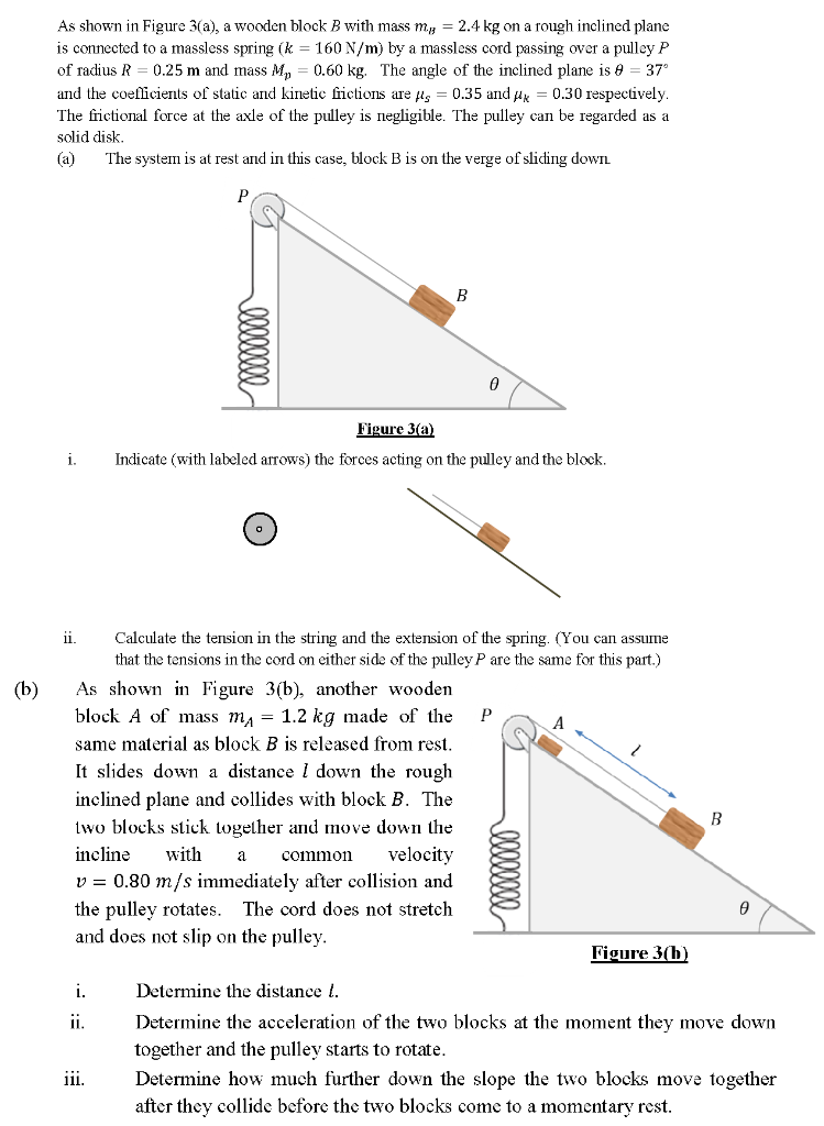 Solved As shown in Figure 3(a), a wooden block B with mass | Chegg.com
