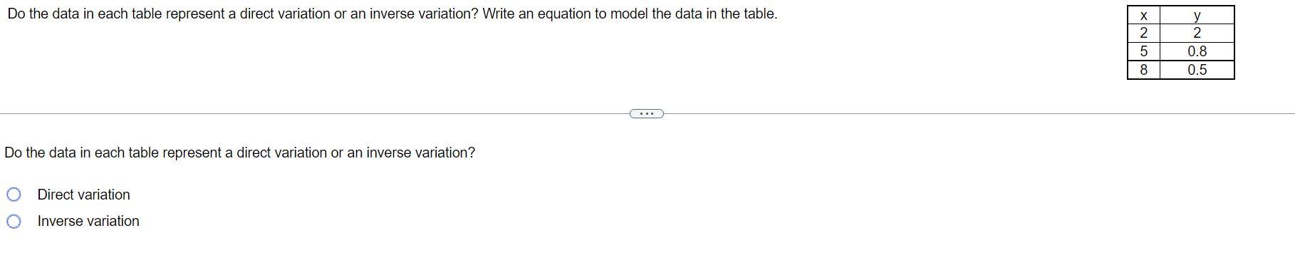 Solved Do the data in each table represent a direct | Chegg.com