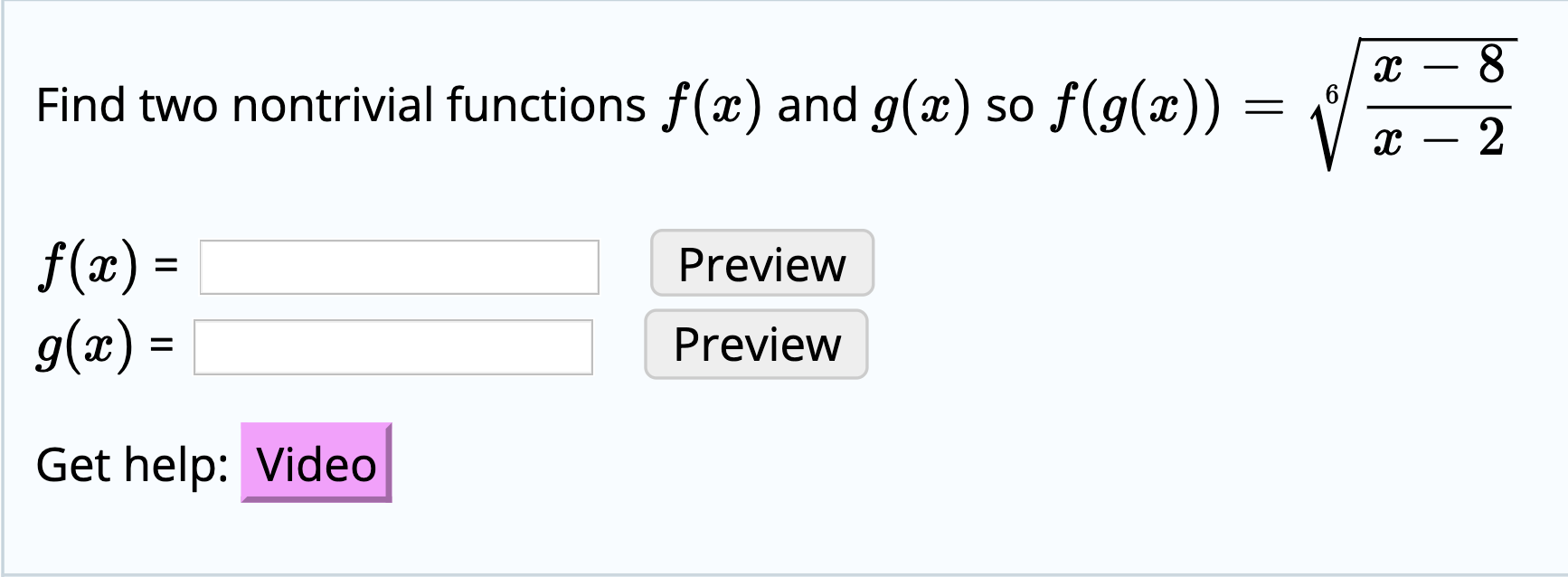 Solved Find two nontrivial functions f(x) and g(2) so | Chegg.com