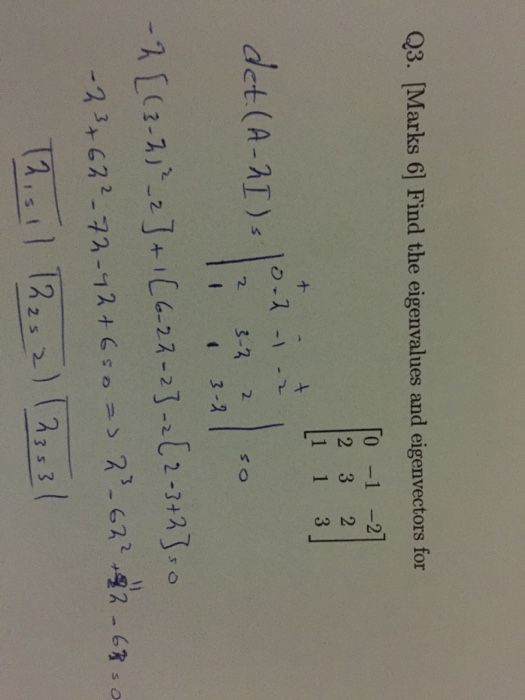 Solved Q3. [Marks 6] Find the eigenvalues and eigenvectors | Chegg.com
