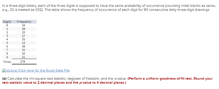 Solved In a three-digit lottery, each of the three digits is | Chegg.com