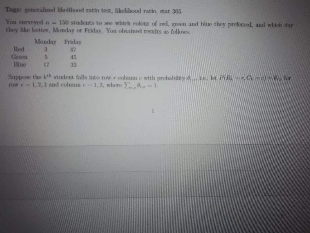Tags: generalized likelihood ratio test, likelihood | Chegg.com