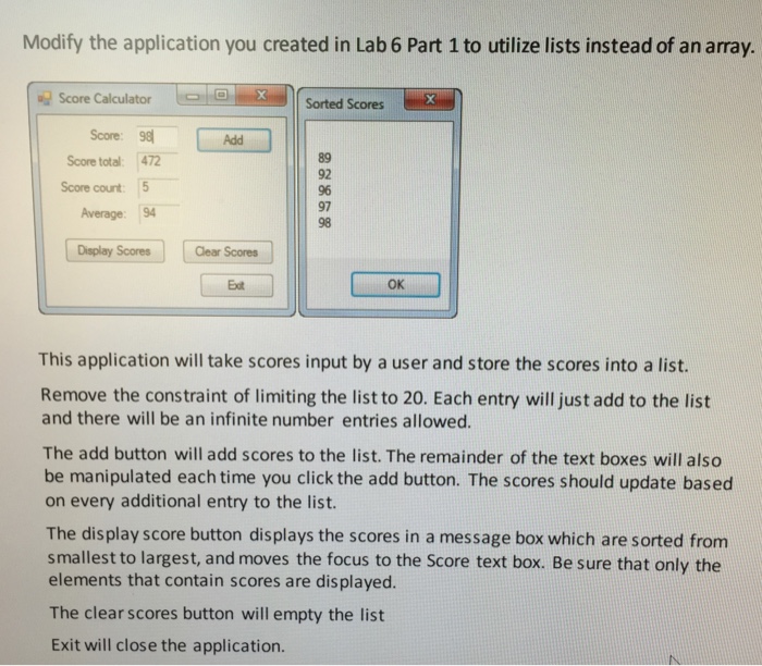 Solved Modify the application you created in Lab 6 Part 1 to | Chegg.com