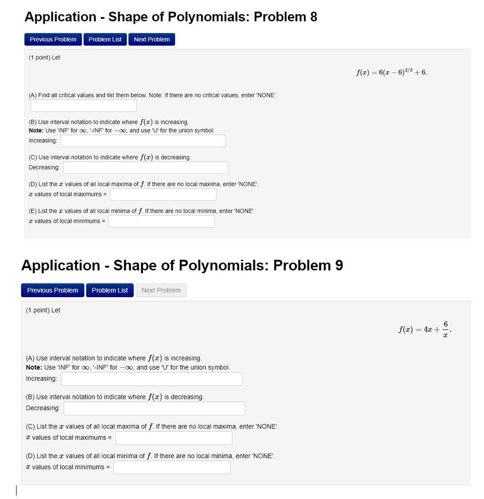 Solved Application - Shape of Polynomials: Problem 8 | Chegg.com
