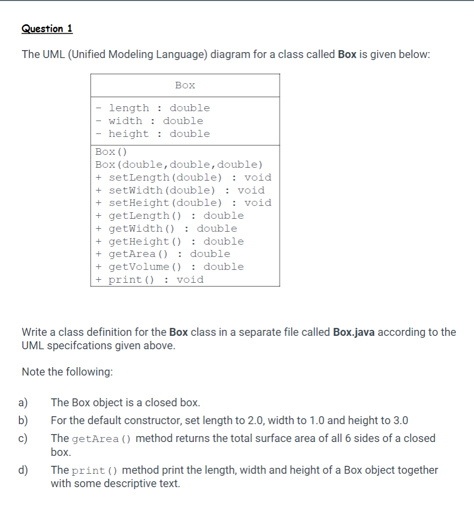 The UML (Unified Modeling Language) diagram for a | Chegg.com