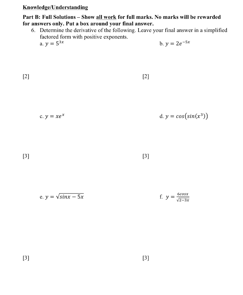Solved Knowledge/Understanding Part B: Full Solutions - Show | Chegg.com