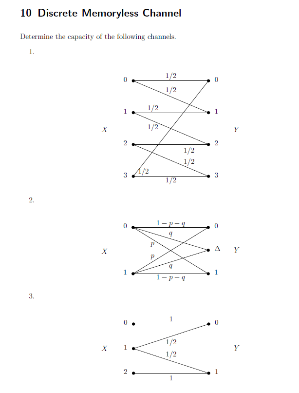 Solved 10 Discrete Memoryless Channel Determine the capacity | Chegg.com