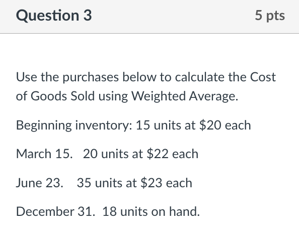 Solved Use the purchases below to calculate the Cost of | Chegg.com
