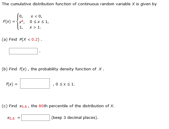 Solved The cumulative distribution function of continuous | Chegg.com