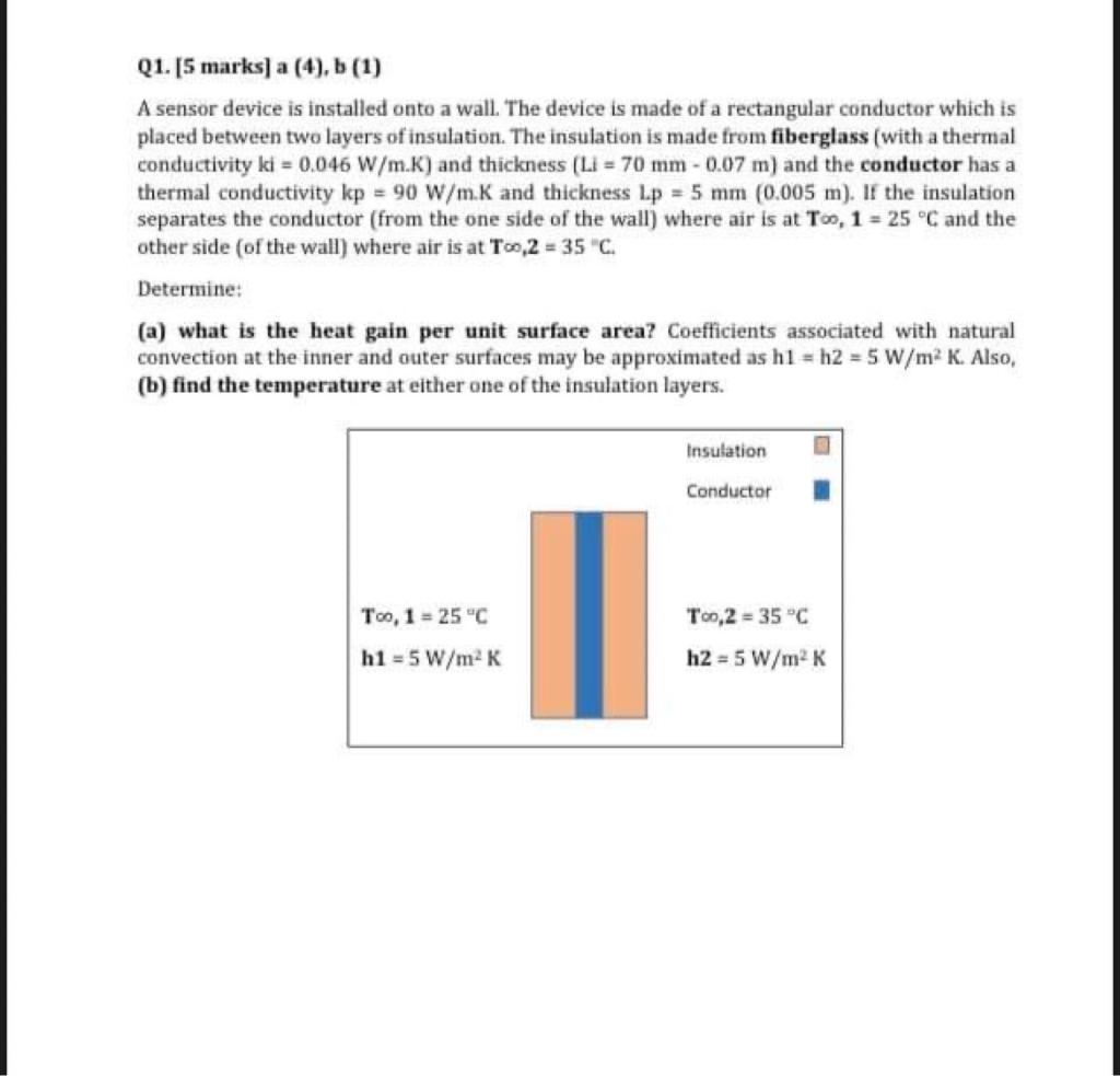 Solved Q1. 15 marks) a (4), b (1) A sensor device is | Chegg.com