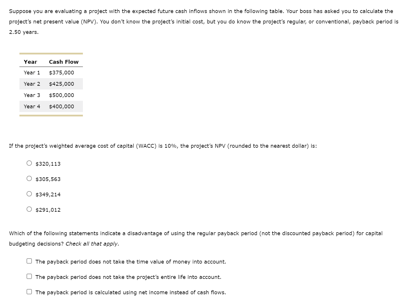 Solved Suppose you are evaluating a project with the | Chegg.com