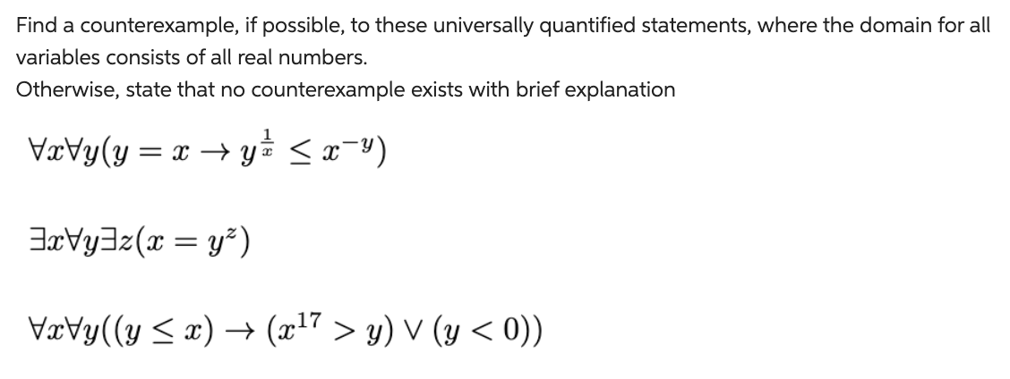 Solved Find a counterexample, if possible, to these | Chegg.com