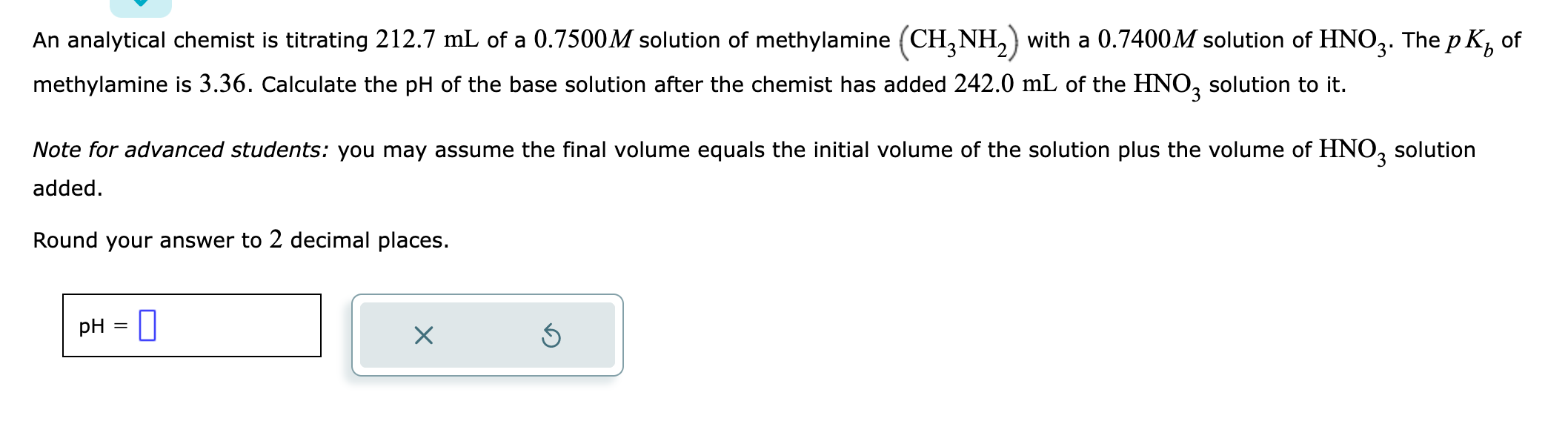 Solved An analytical chemist is titrating 212.7 mL of a | Chegg.com