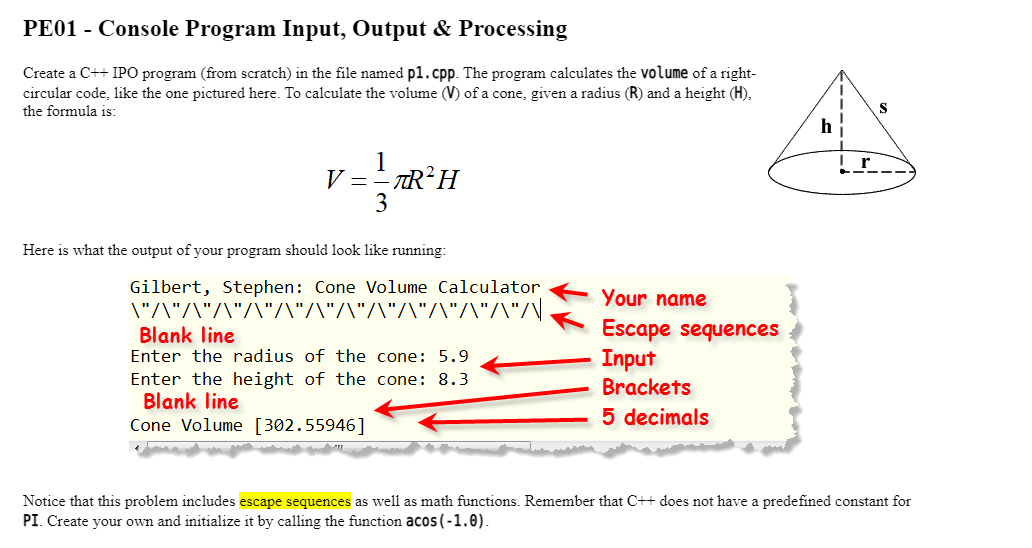 Solved PE01 - Console Program Input, Output & Processing | Chegg.com