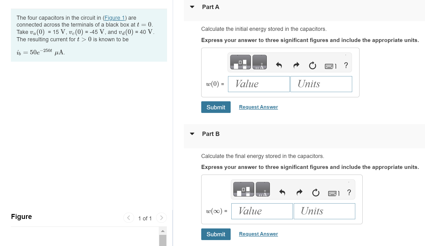 Solved The four capacitors in the circuit in (Figure 1) are | Chegg.com