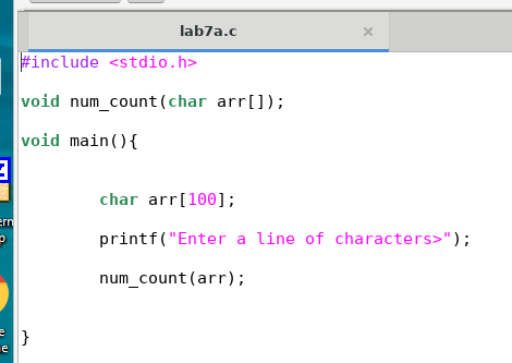 Solved lab7a.c #include void num_count(char arr[]); void | Chegg.com