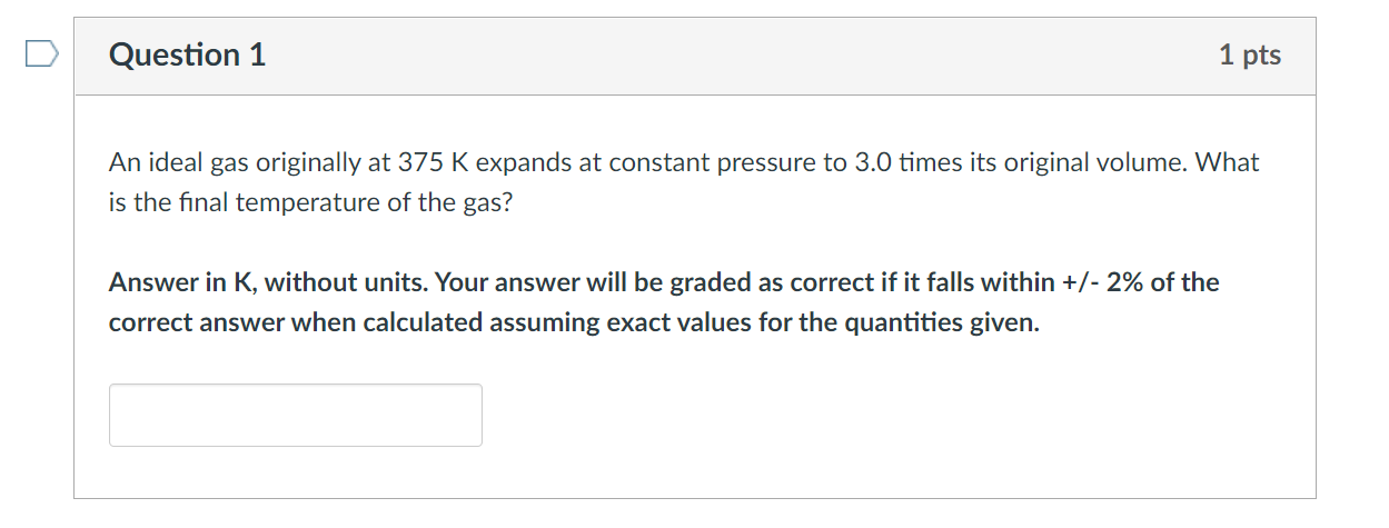 Solved An ideal gas originally at 375 K expands at constant | Chegg.com