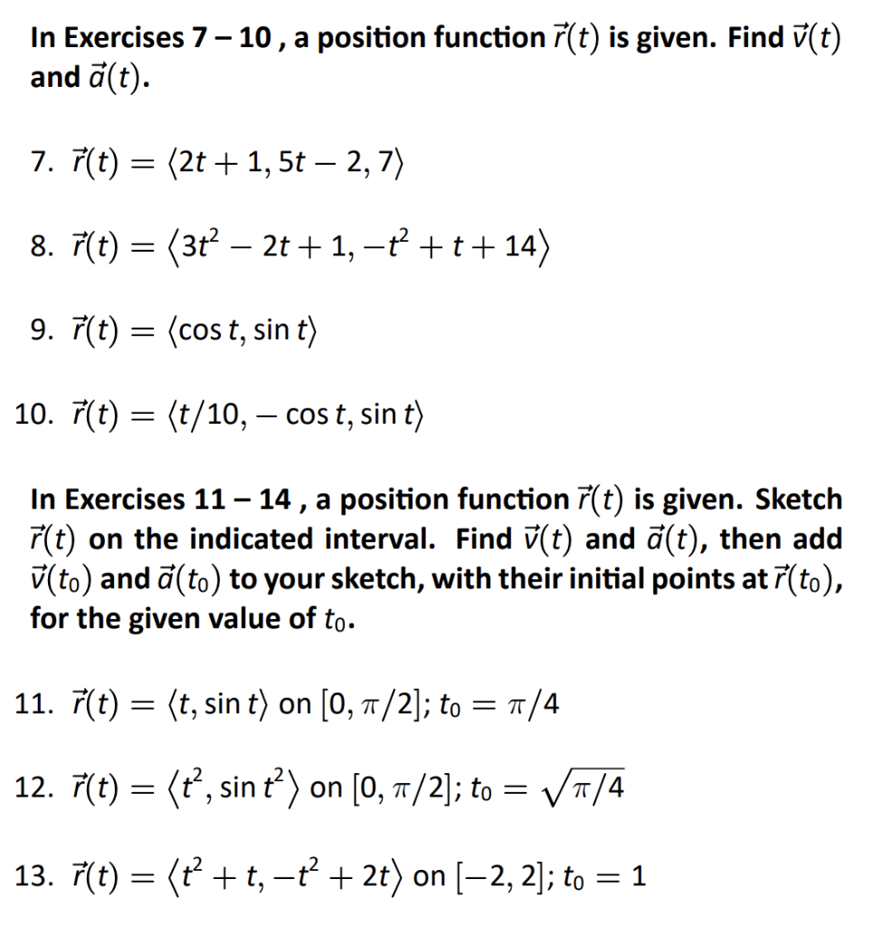 Solved In Exercises 7 – 10, a position function i(t) is | Chegg.com