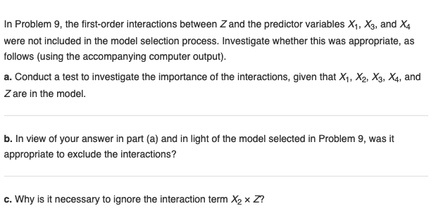 Solved In Problem 9, the first-order interactions between | Chegg.com