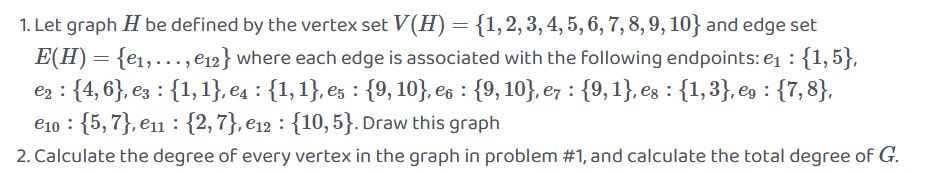 Solved 1. Let graph H be defined by the vertex set | Chegg.com