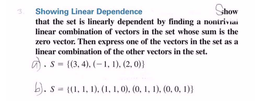 Solved 3 Show Showing Linear Dependence that the set is | Chegg.com