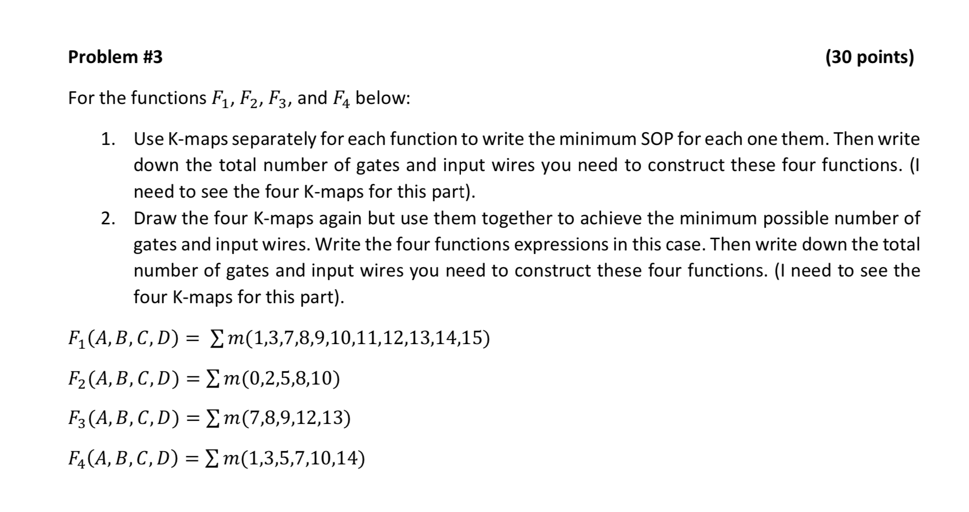 Solved Problem #3 (30 points) For the functions F1, F2, F3, | Chegg.com