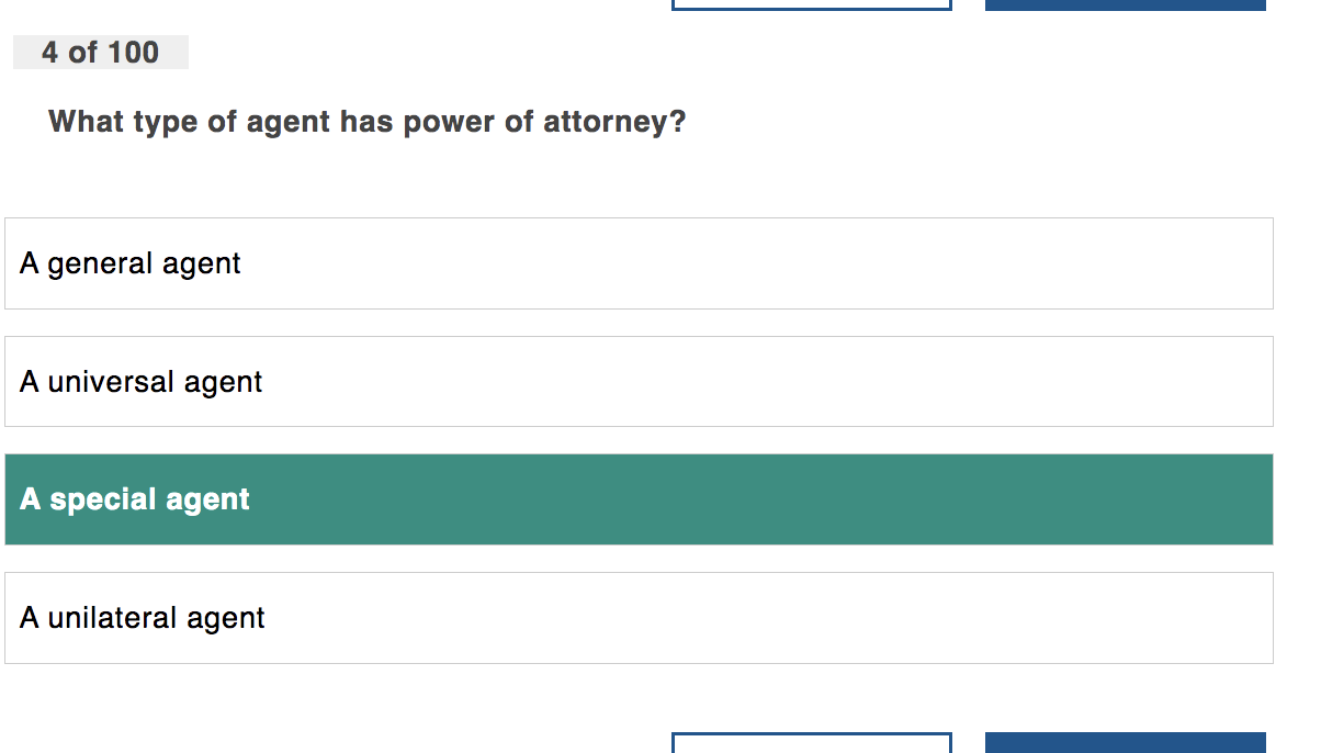 Solved What type of agent has power of attorney? A general | Chegg.com