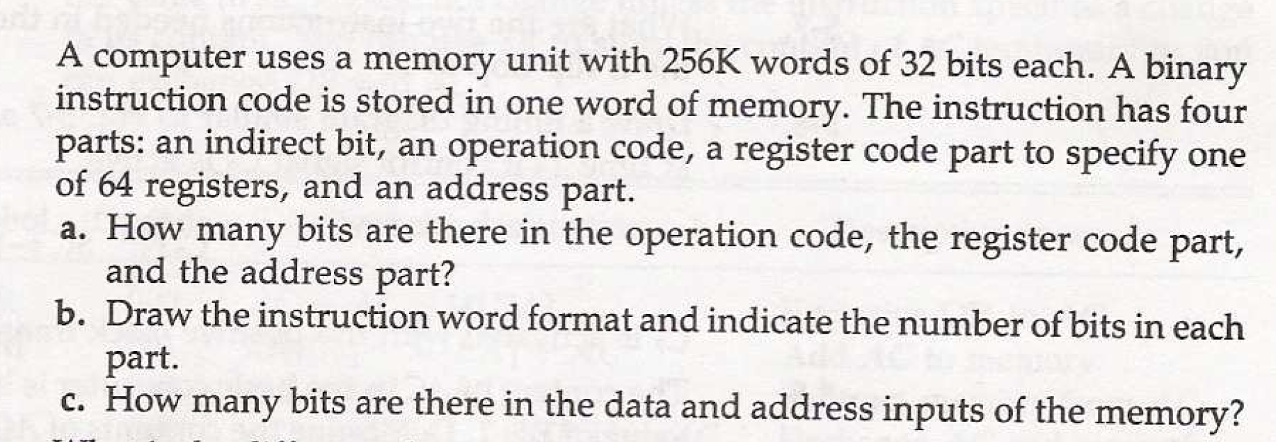 Solved A computer uses a memory unit with 256 K words of 32 | Chegg.com