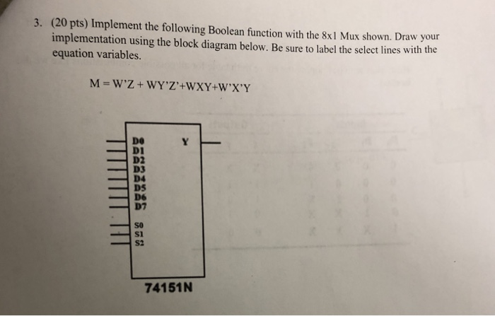 Solved 3 20 Pts Implement The Following Boolean Function 0928