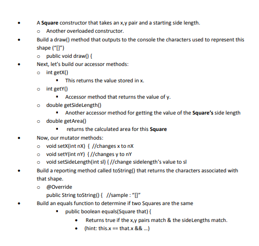 Solved Deeper Class Design - the Square Class In this | Chegg.com