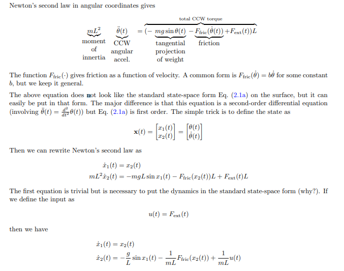 Assume Ffric(x2) = bx2, Fext = 0, g = 9.8, and L = m | Chegg.com