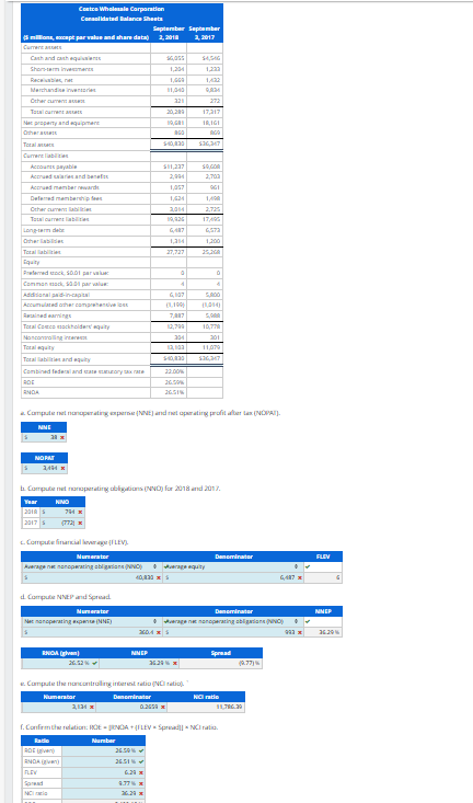 Solved Balance sheets and income statements for Costco | Chegg.com