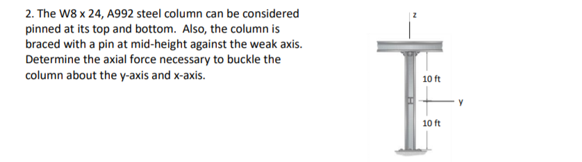 Solved 2. The W8 x 24, A992 steel column can be considered | Chegg.com