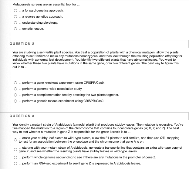 Solved Mutagenesis screens are an essential tool for ... ... | Chegg.com