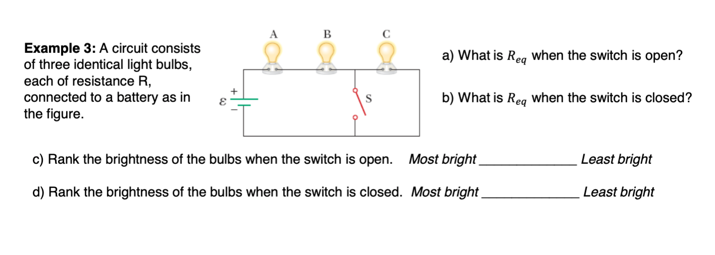 Solved A B с a) What is Req when the switch is open? Example | Chegg.com