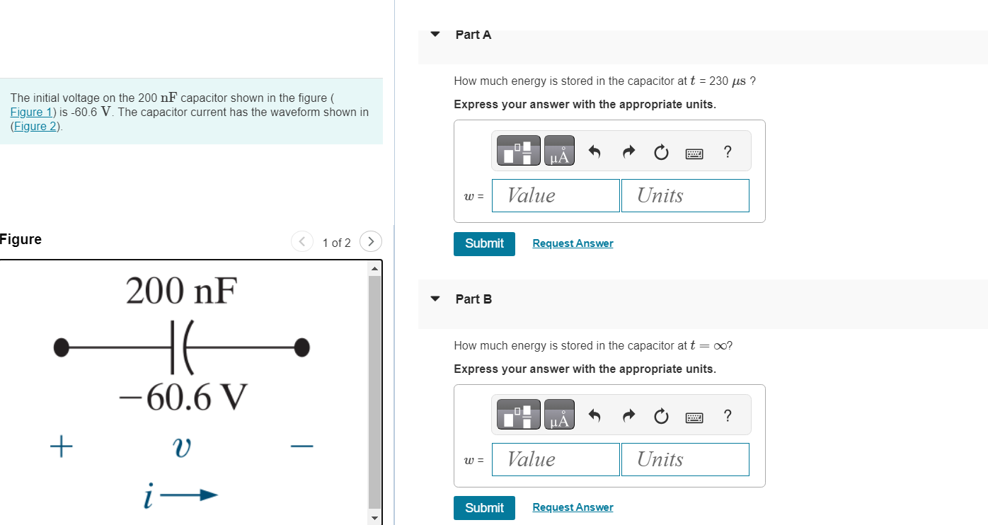 Solved The initial voltage on the 200nF capacitor shown in | Chegg.com
