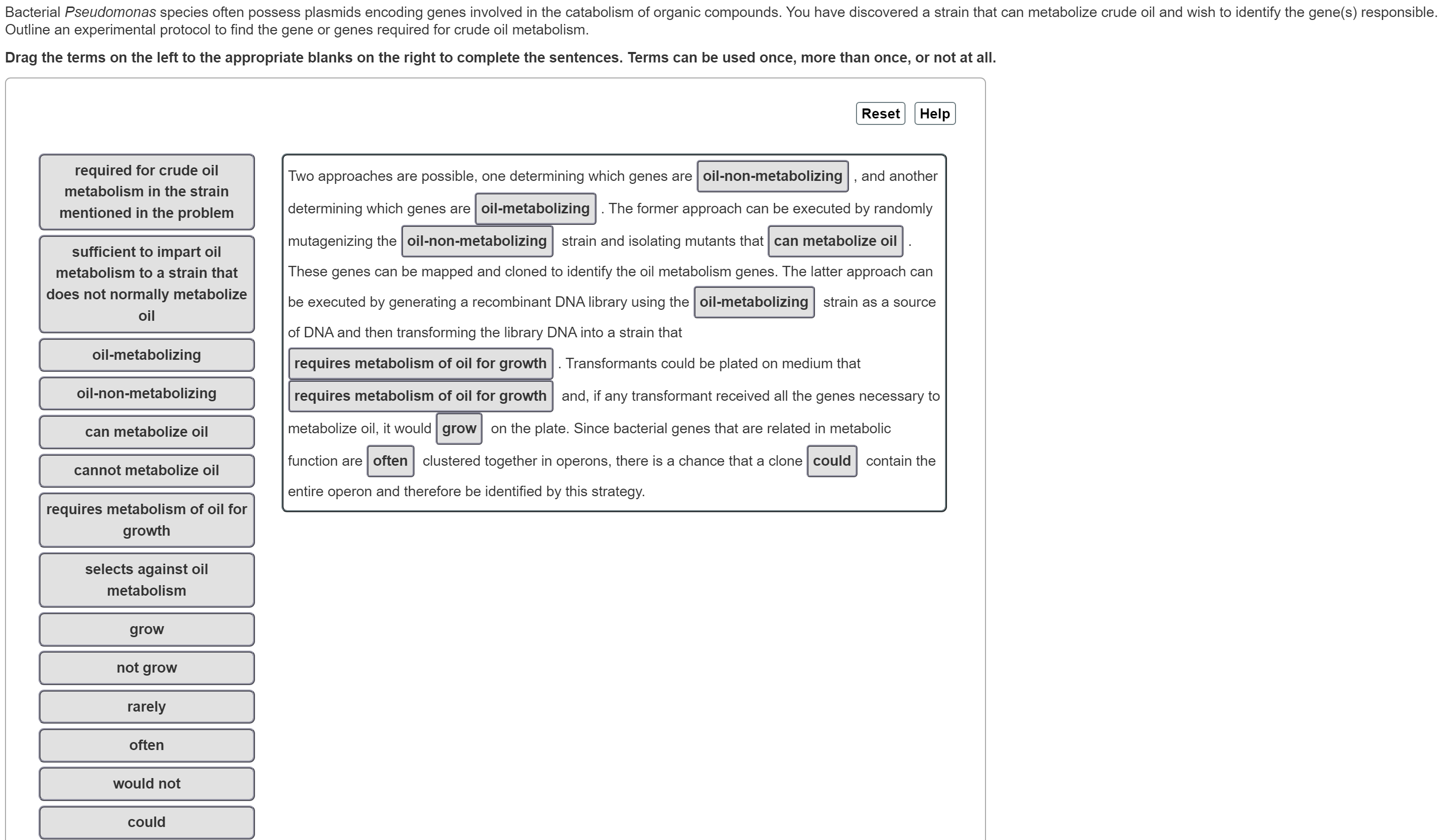 Solved Bacterial Pseudomonas species often possess plasmids | Chegg.com