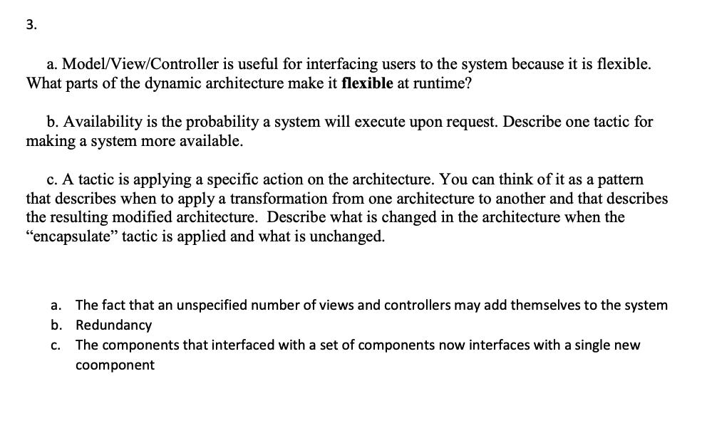 Solved a. Model/View/Controller is useful for interfacing | Chegg.com