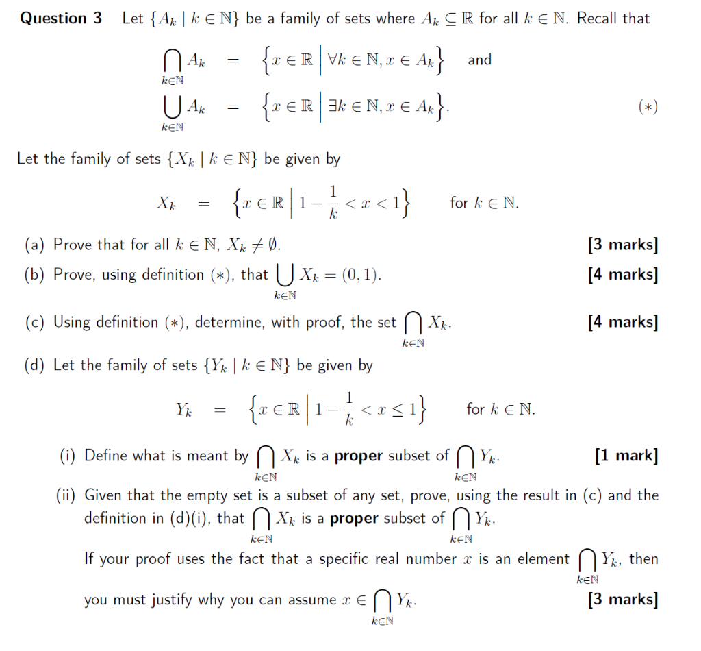 Solved Question 3 Let {Ak∣k∈N} be a family of sets where | Chegg.com