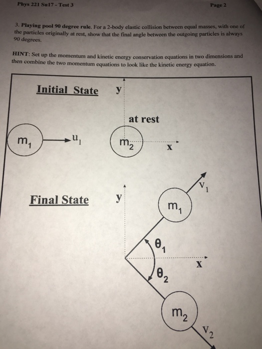 Solved For a 2-body elastic collision between equal masses, | Chegg.com