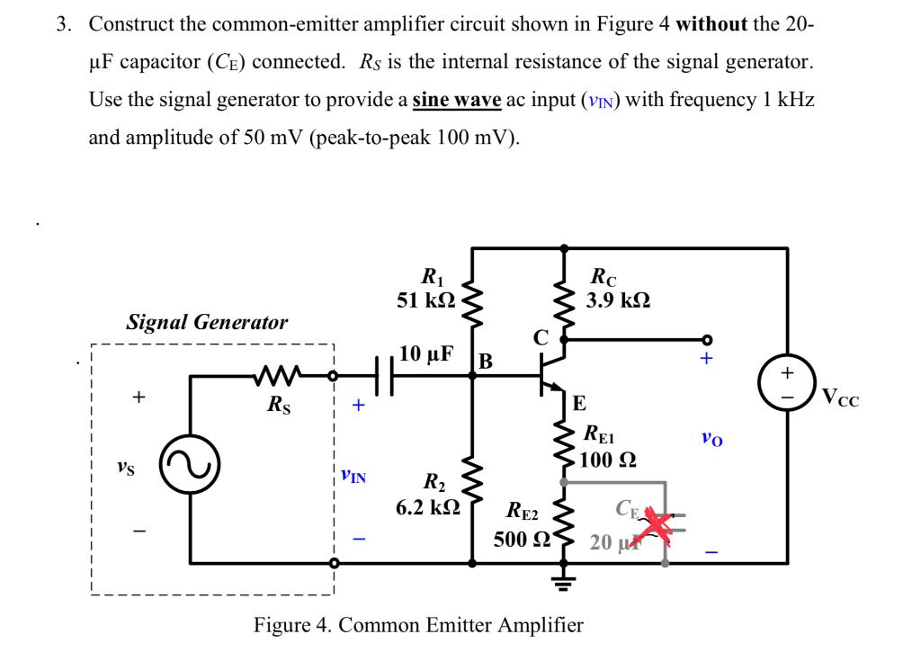 Solved Construct the common-emitter amplifier circuit shown | Chegg.com