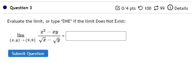 Solved Evaluate the limit, or type "DNE" if the limit Does | Chegg.com