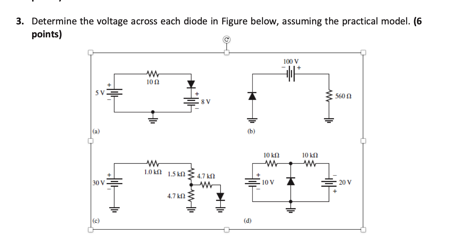 Solved 3. Determine the voltage across each diode in Figure | Chegg.com