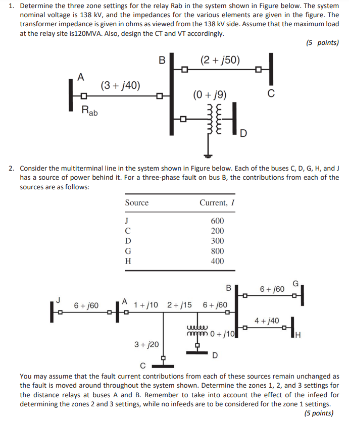 Solved Determine the three zone settings for the relay Rab | Chegg.com