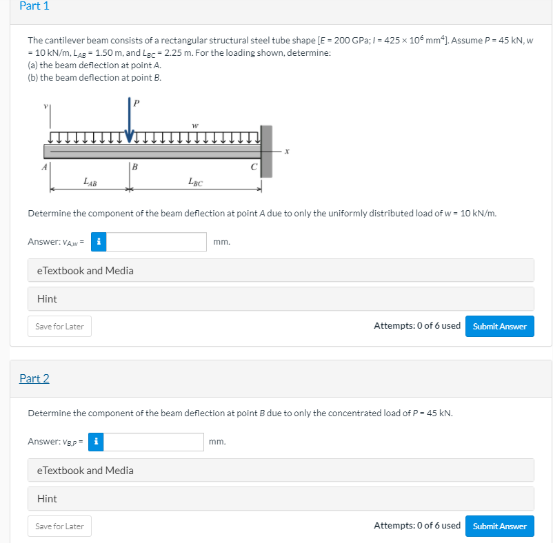 Solved Part 1 The cantilever beam consists of a rectangular | Chegg.com
