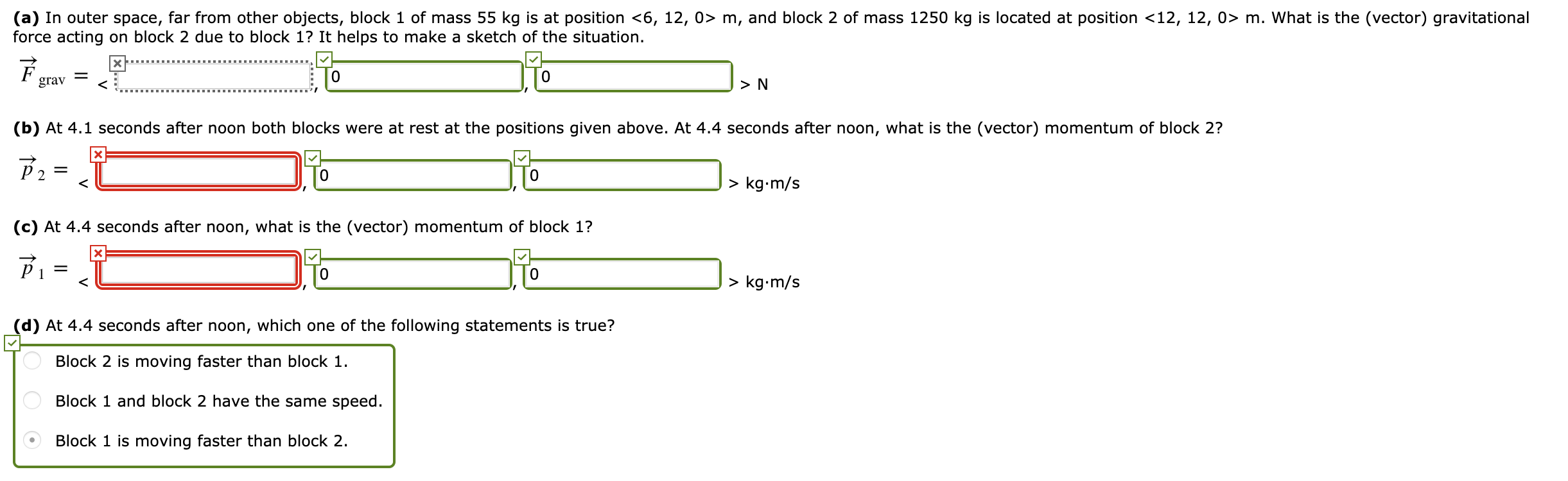 Solved (a) In outer space, far from other objects, block 1 | Chegg.com