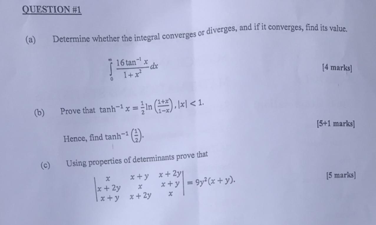 Solved (a) Determine whether the integral converges or | Chegg.com