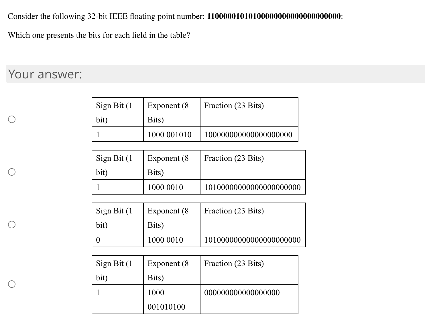 Solved Consider the following 32-bit IEEE floating point | Chegg.com