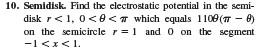 Solved 10. Semidisk. Find the electrostatic potential in the | Chegg.com