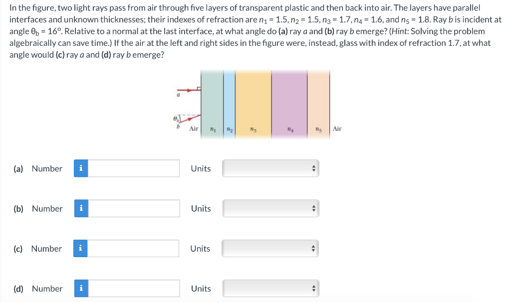Solved In the figure, two light rays pass from air through | Chegg.com